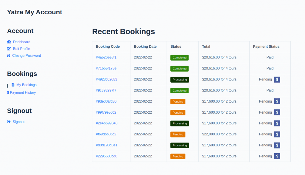 Shortcodes of Yatra plugin - Yatra