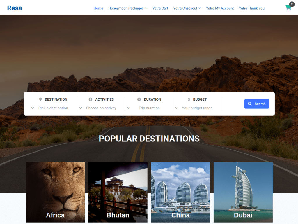 Best WordPress Travel Theme 2024 – Resa – Yatra